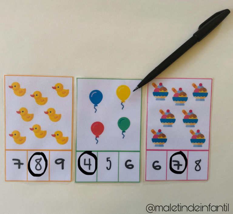 Tarjetas para asociar número y cantidad - Maletín de Infantil